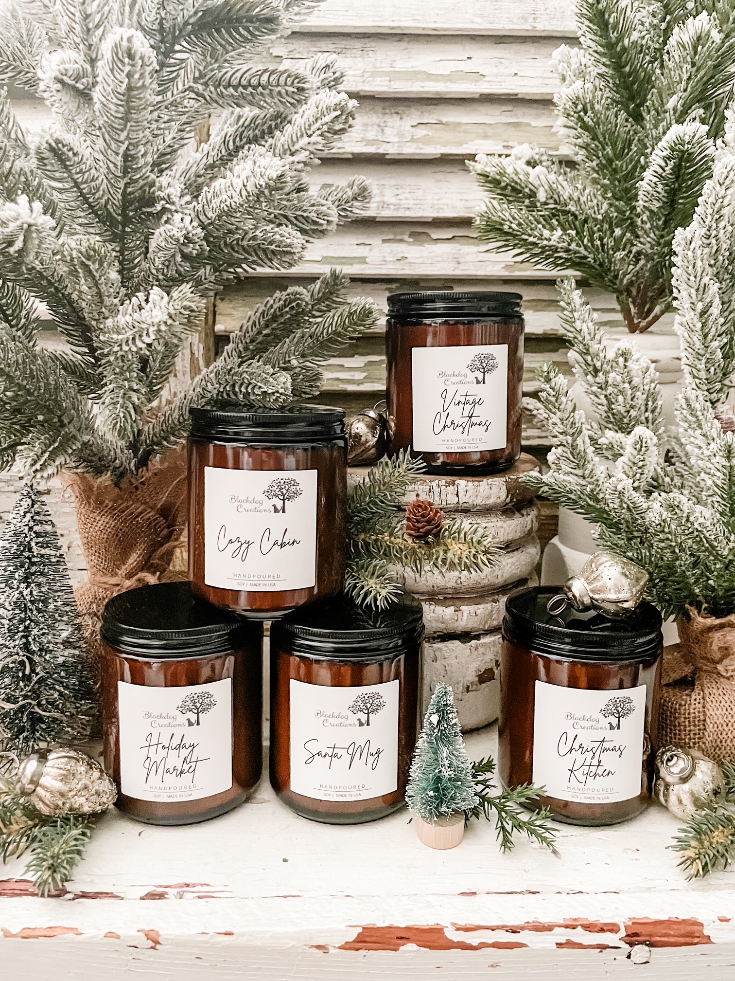 Blackdog Creations - Holiday Collection - Hand Poured Soy Candles, 5 ...