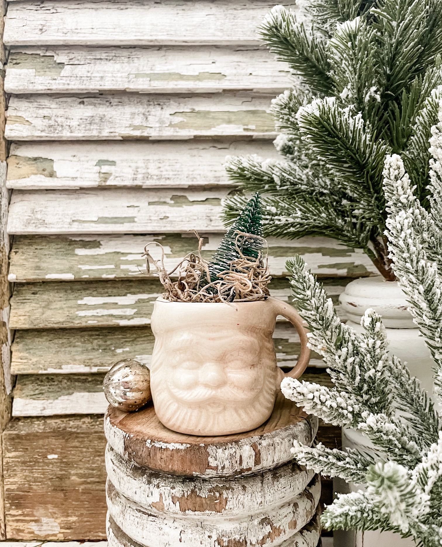 Blackdog Creations - Vintage Rare White Santa Mug - Stained, Crazed ...