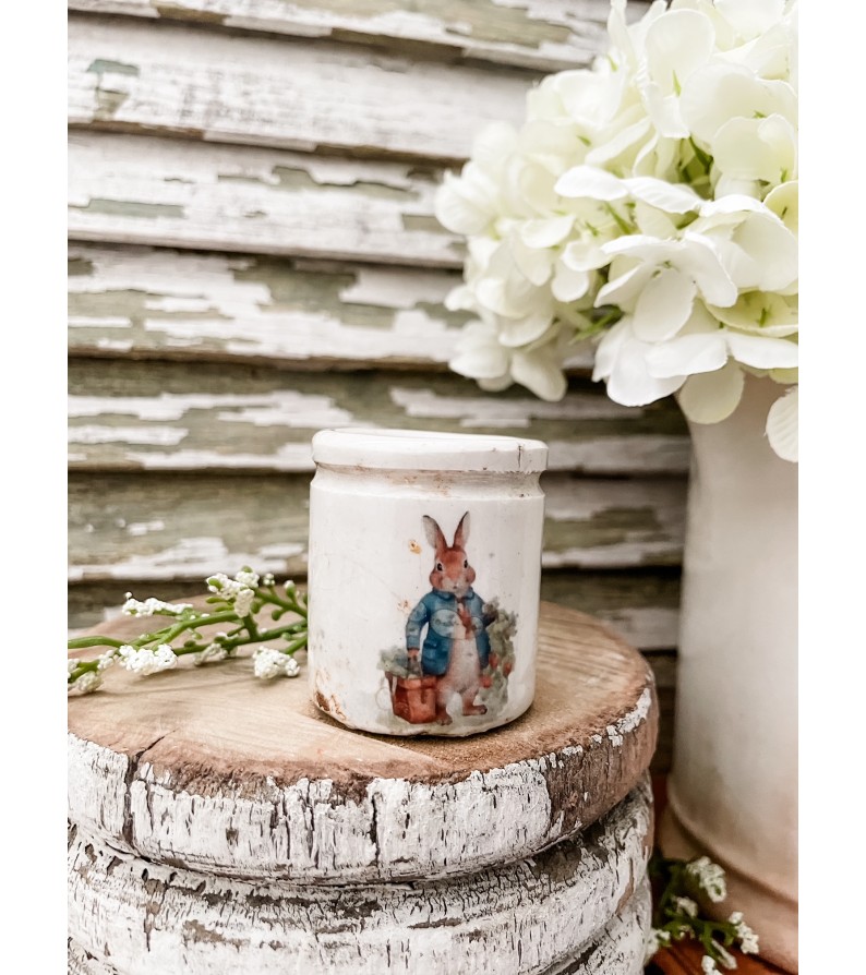 Blackdog Creations - Antique/Vintage Small Ironstone crock w/ Rabbit ...