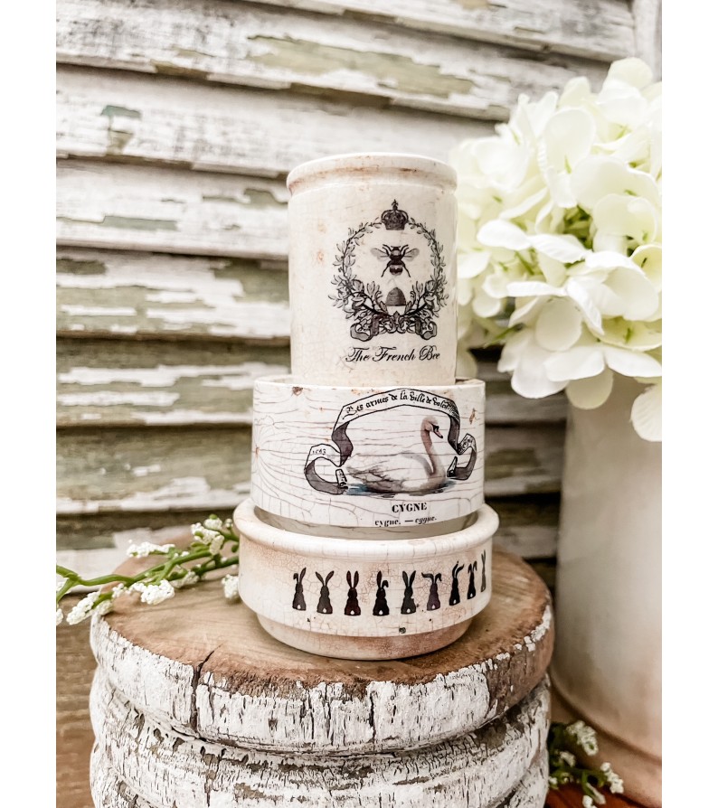 Blackdog Creations - Antique English Ironstone Riser stack of 3 w ...