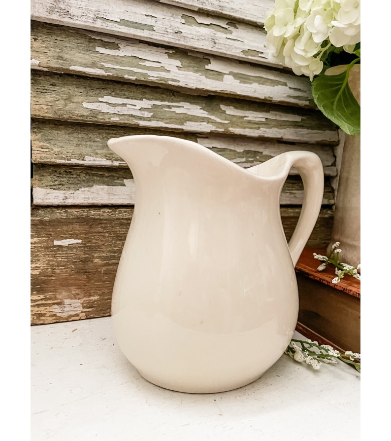 Blackdog Creations - Antique Ironstone Milk/Water Pitcher - creamy white