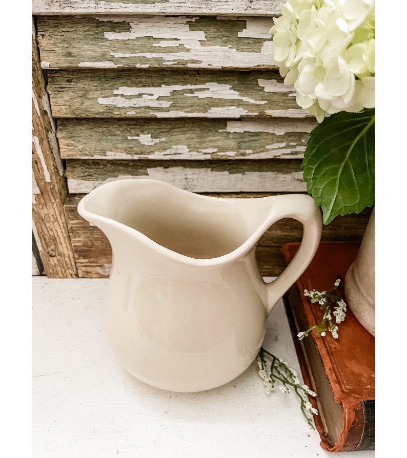 Blackdog Creations - Antique Ironstone Milk/Water Pitcher - creamy white