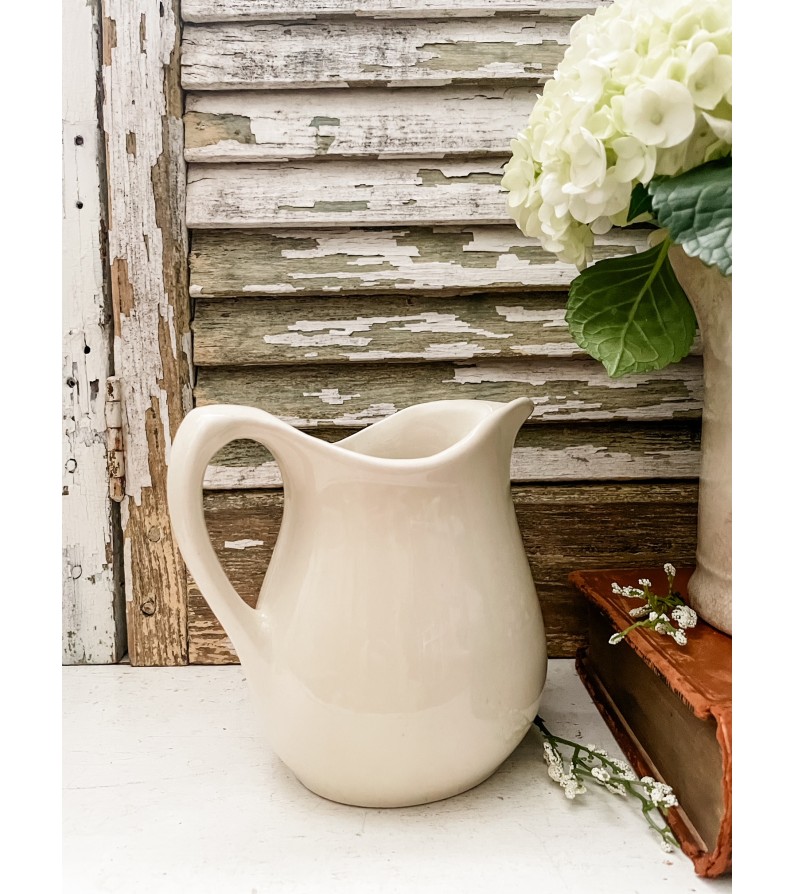 Blackdog Creations - Antique Ironstone Milk/Water Pitcher - creamy white