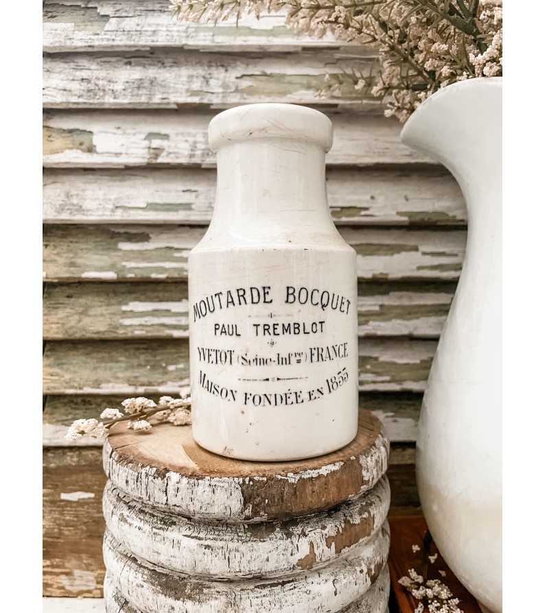 Blackdog Creations - Antique Rare French Moutarde Bocquet Pot, Paris